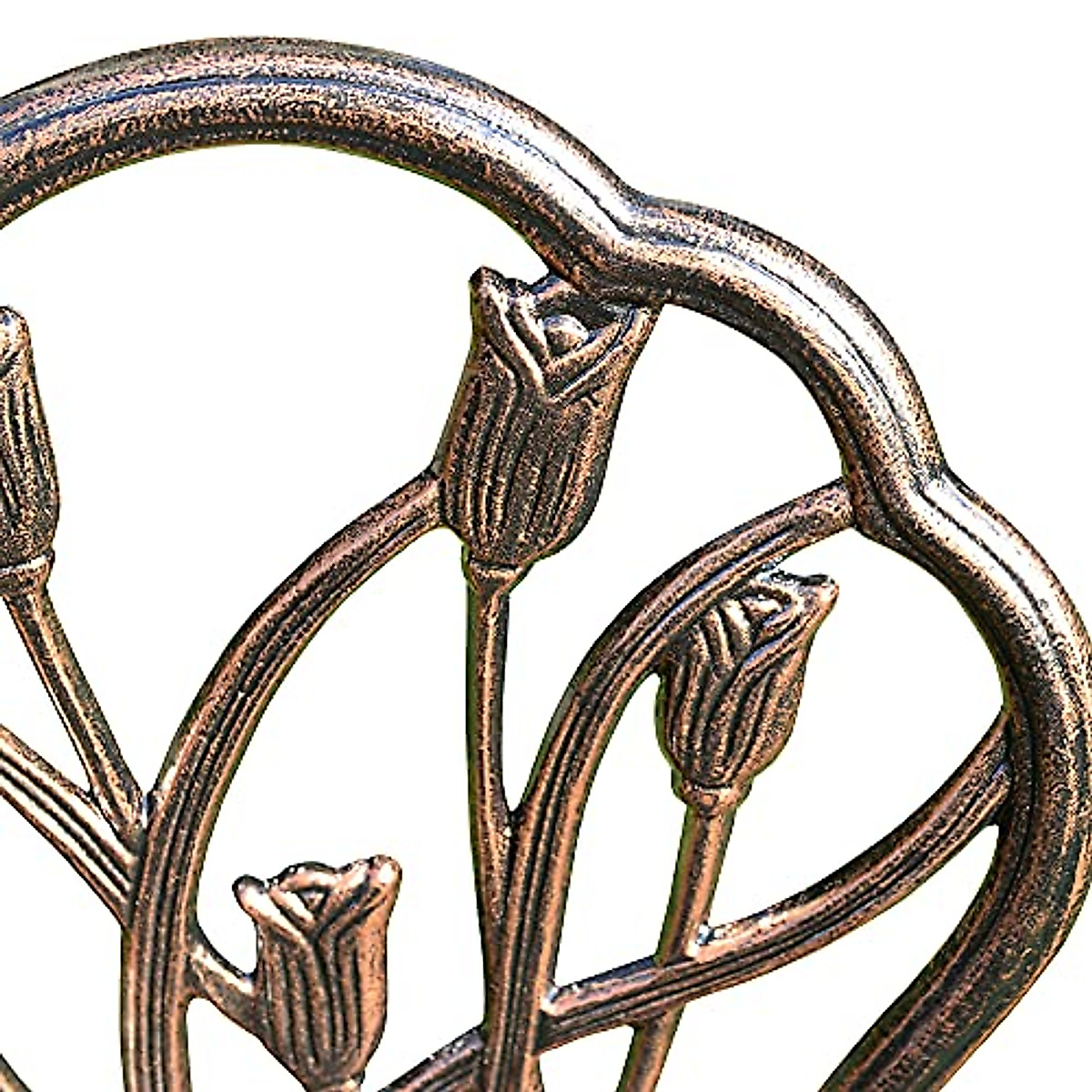 KINWELL Bronze 3-Piece Aluminum Round Outdoor Bistro Set with Umbrella Hole, Rust-Resistant Cast Aluminum Patio Set with Garden Table and Chairs