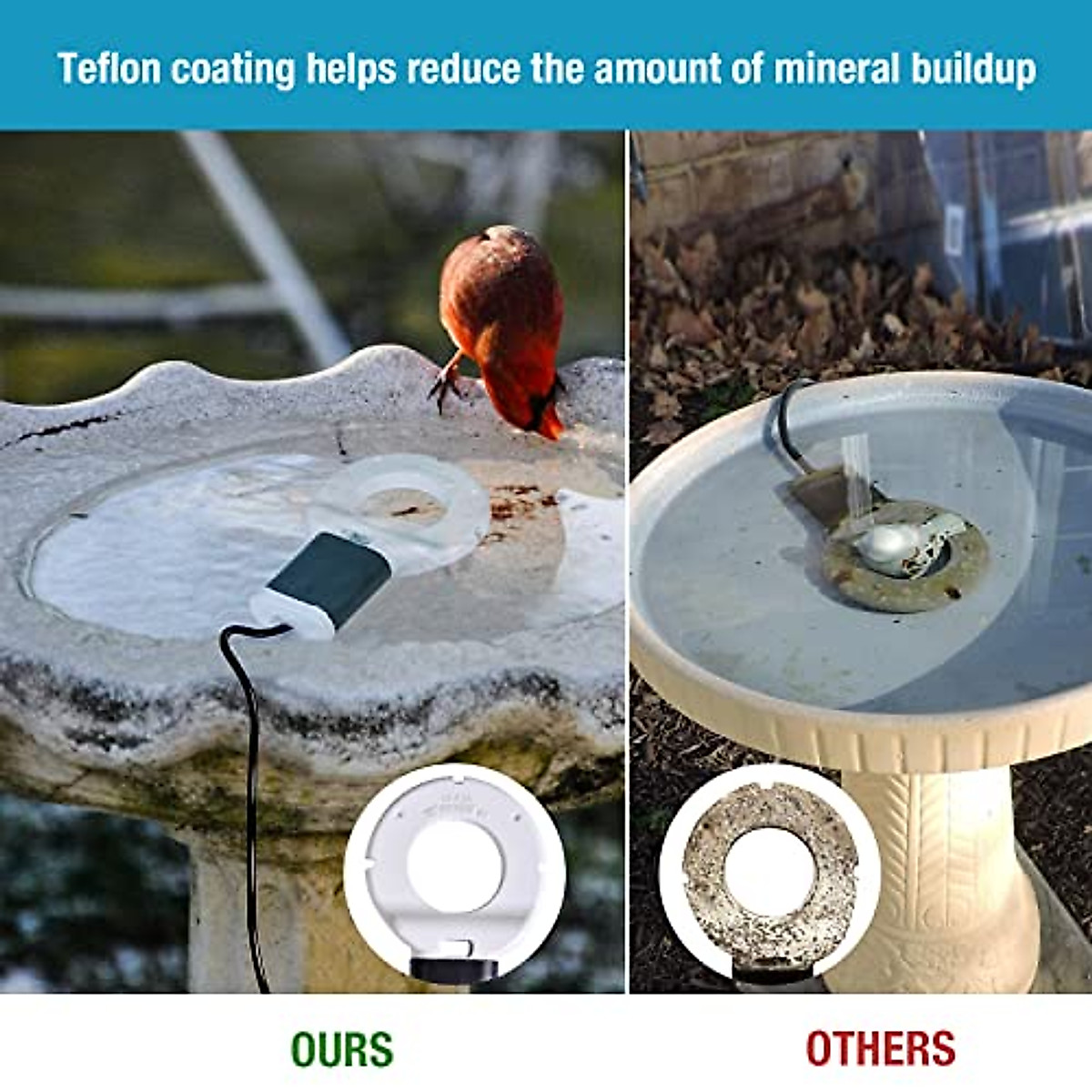 Wedigout 500Watt Utility De-Icer for Farm, Submersible Water Heater for Farm Livestock(Cow/Chicken/Sheet), Mini Size Aluminum De-Icer for Multiple Using, Non-Conductive and Anti-Rust