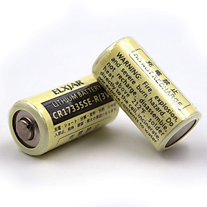 elxjar (2-Pack) 3V CR17335SE 2/3A Lithium Manganese Dioxide Battery, Replacement for Sanyo/FDK CR17335SE