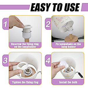 VIHOSE Kids Bedside Table Lamp for Bedroom Kids Nightstand Lamp with Linen Fabric Cartoon Lampshade Modern Boho Desk Woodland Lamp for Teenager Nursery Bedroom(Unicorn)