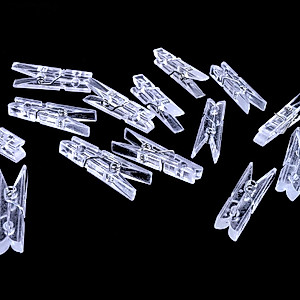 200 Pcs Mini Transparent Clothes Pins, 35mm × 7mm Plastic Photo Clips for Hanging Card Paper, Arts, Crafts, Parties, Clear