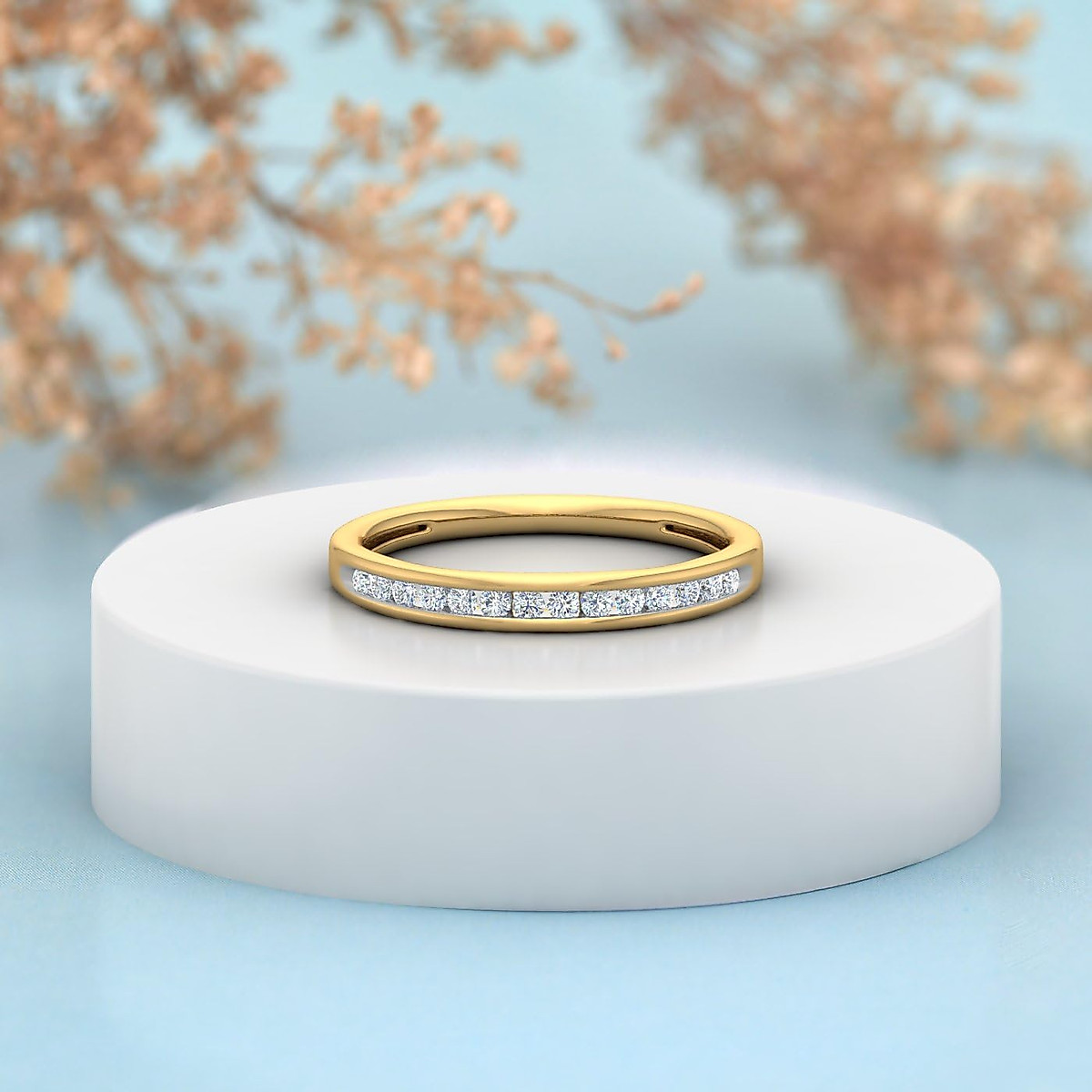 1/5 Carat Channel Set Diamond Wedding Band Ring in 10K Yellow Gold (Ring Size 7)