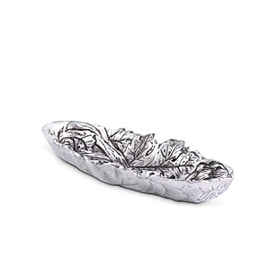 Arthur Court Artichoke Spoon Rest Aluminum Metal Decorative Holder for Kitchen, Spatula Ladle, Brush and Cooking Utensils - Food Safe can be used for serving dips or olive oils 8 inch x 3.25 inch