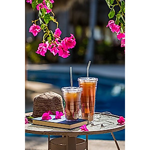 Hummingbird Glass Straws Clear Straight 9" x 7 mm Long Reusable Straw Designed for Yeti and Starbucks Style Tumblers Made Wth Pride in USA - 4 Pack With Cleaning Brush