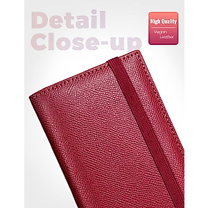 Yarnic Checkbook Cover for Personal Checkbook, Checkbook Holder with Pen Holder & Built-in Clear Plastic Divider for Duplicate Checks (Dark Red)