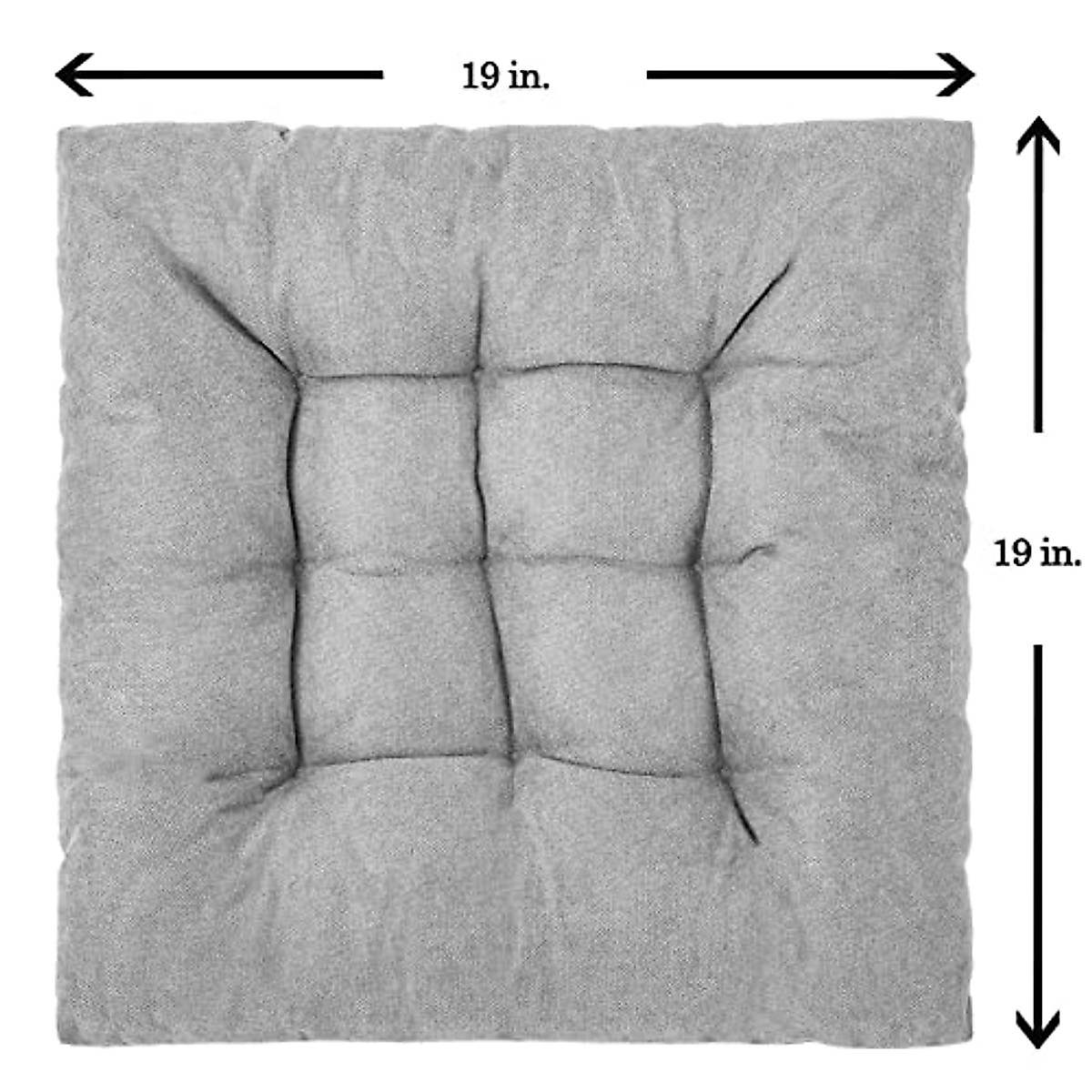 FABRICASTLE Outdoor Chair Cushions Patio Cushion Premium Comfortable Thick Fill Tufted 19" x 19" Floor Wicker Seat Pads, 2 Count (Grey, 2)