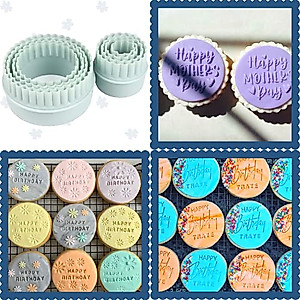 Crethinkaty Cookie Cutters-Two Side Round Cookie Cutter,Biscuit Cutters and Fondant Cake Mold-Plastic Cookie Cutter Set of 8.