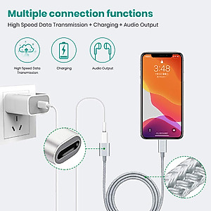 MeloAudio 6.6FT Braid Extension Cord Cable Charging Sync Video & Audio Compatible with iOS Devices (Phone/Pad/Pod), Male to Female Dock Cable Extender Connector Case Adapter (Gray)