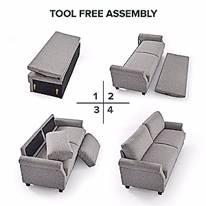 ZINUS Josh Sofa Couch, Easy, Tool-Free Assembly, Soft Grey
