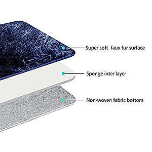 MERRY HOME Shag Area Rugs, Fluffy Soft Area Rugs Furry Faux Fur Rugs, Fluffy Carpets for Bedroom Living Room Girls Kids Room Nursery Indoor Home Mat (Navy, 3 x 5 ft)