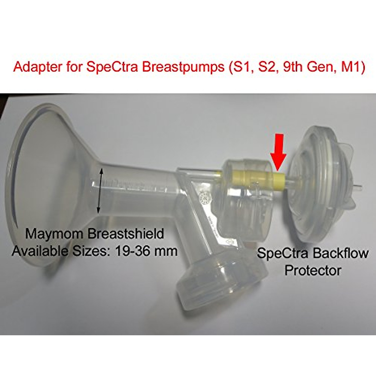 36 mm Extra Extra Large Flagne w/Valve and Membrane for Spectra Breast Pumps S1, S2, M1, Spectra 9; Narrow (Standard) Bottle Neck; Made by Maymom