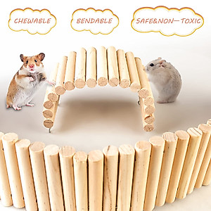 Hamster Wooden Pet Ladder Bridge: 3 Pieces Wooden Hamster Suspension Ladder Bridge, Bendable Cage Habitat Toy, Climbing Ladder & Fence Bundle for Hamster Chinchilla Mice Gerbil and Other Small Animals