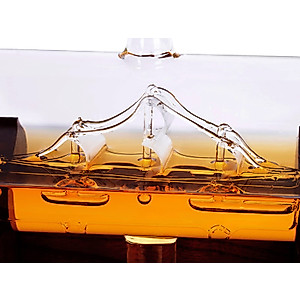 Glolaurge Whiskey Decanter with 2 Globe Glasses, 1250ml Ship Whiskey Decanter Set for Men, Liquor Bourbon Decanter Gift for Him