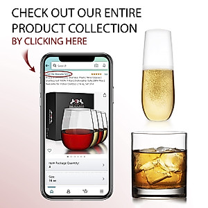 Bravario Unbreakable Glasses Bundle | 4 Wine, 4 Whiskey, 4 Champagne | Shatterproof 100% Tritan Plastic | Dishwasher-Safe | BPA-free | Awesome for Indoor & Outdoor, Gifts & Holidays