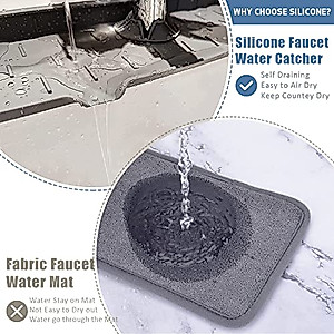 lcb Kitchen Faucet Sink Splash Guard Behind Faucet, 2PCS Silicone Faucet Mat for Kitchen Sink,Rubber Faucet Water Catcher Sink Draining Pads Drying Mat for Kitchen & Bathroom Countertop Protection