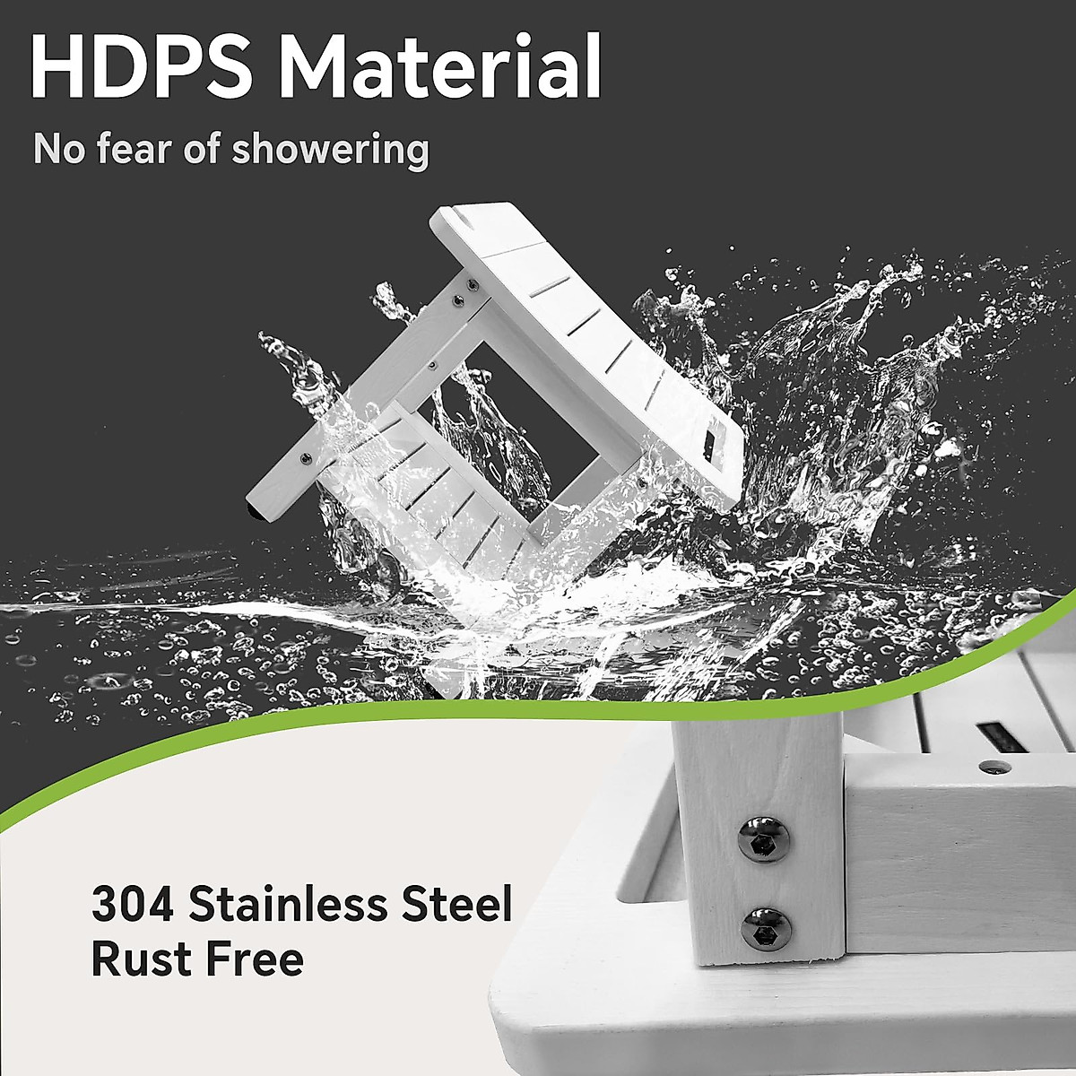 Meluvici Shower Bench Seat, HDPS Shower Stool for Inside Shower to Sit on, Waterproof Shower Chair with Shelf for Shaving Legs, Spa Bathroom Corner Shower Foot Rest, Indoor or Outdoor, White