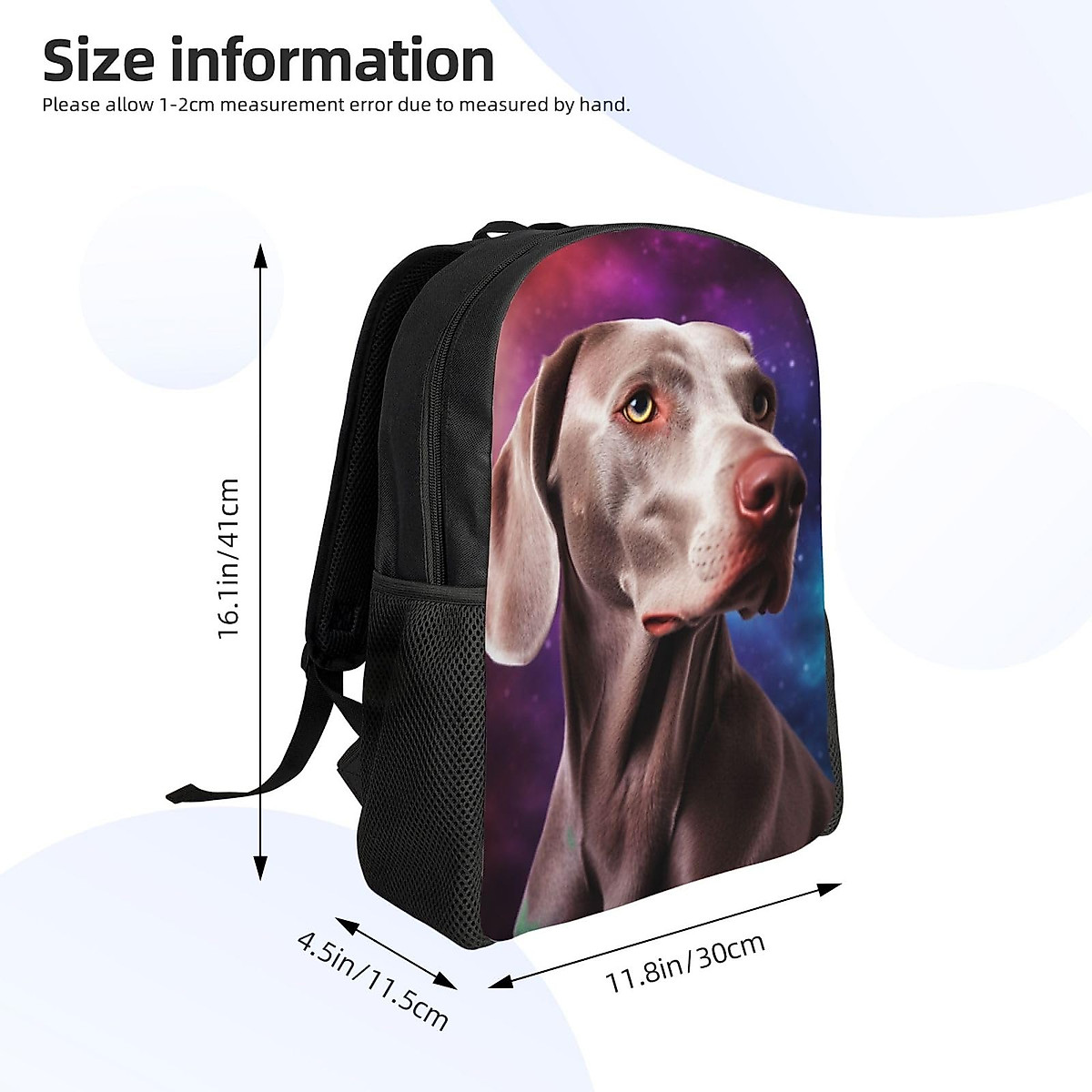Xerial Rainbow Galactic Weimaraner Backpack Waterproof Anti Theft Durable Light Laptop Bag Backpacks For Women Men Travel Gym Backpack