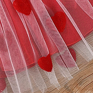 Toddler Baby Girl Valentine's Day Outfits Love Heart Print Princess Long Sleeve Ruffles Skirt Tutu Dress