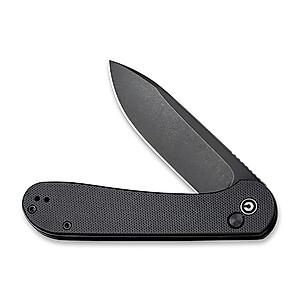 CIVIVI Pocket Folding Knife with 3.47" 14C28N Blade G10 Handle, Button Lock Elementum Knife for EDC C2103A (Black)