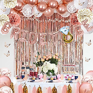 Hyfant Bachelorette Party Decorations Rose Gold Bridal Shower Decorations Bride To Be Decor Supplies Balloon and Banner Set Butterfly Stickers Tassel Tissue Pom Pom Kit for Bachelorette Party Wedding