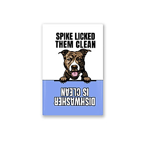 Peeking Brown and White Pitbull Personalized Dog Licked Them Clean Dishwasher Magnet