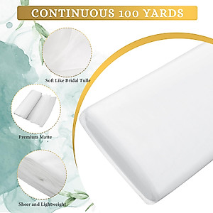 Timgle Tulle Fabric Rolls Bulk 54 Inch by 100 Yards (300 Ft) Tulle Ribbon Netting Fabric Spool Bolt for DIY Crafts Tutu Skirt Christmas Baby Shower Birthday Party Wedding Decorations(White)