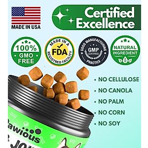 Pawious Hip and Joint Chews for Dogs - Glucosamine for Dogs - Dog Joint Pain Relief - Chondroitin, MSM, Turmeric, Hemp Oil Treats - Advanced Support Dog Joint Supplement Health - Mobility Bites