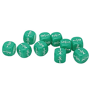 RiToEasysports Fraction Dice, 20Pcs Multi Faceted Math Fraction Dices Fraction Dice Class Set Table Game Accessories for Kids Math Practice (Green)