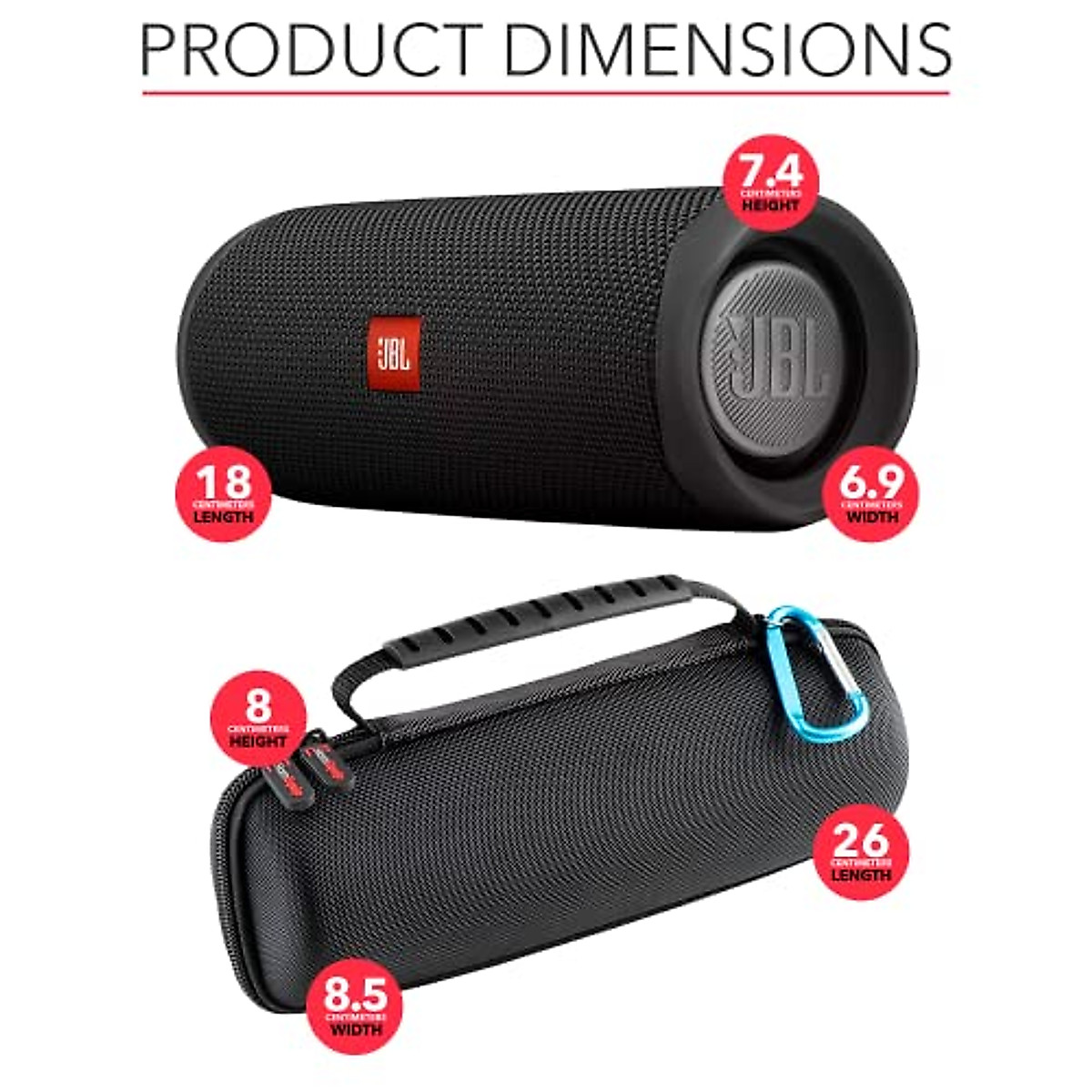 HOMEQUIP case for JBL Flip 5 with Speaker Flip 5 | Waterproof Portable Wireless Bluetooth Speaker Bundle Hard Shell Case - Rechargeable Battery, 2.5 Hours Charging, 12 Hours Playtime.