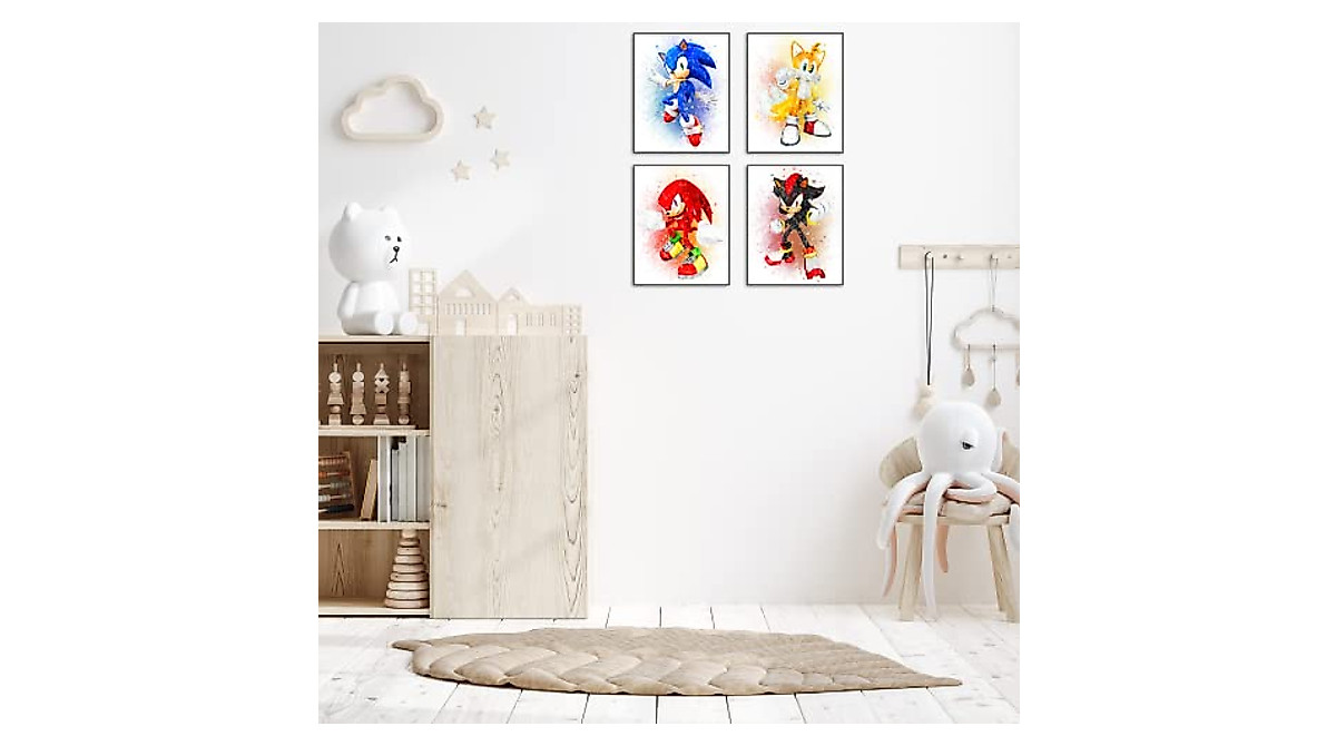 Hedgehog Watercolor Posters for Kids Room Decor - Set of 4