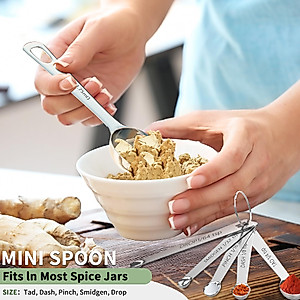 Minteem Measuring Cups and Spoons Set of 21, 7 Stainless Steel Nesting Measuring Cups, 9 Measuring Spoons, 5 Mini Spoons, Kitchen Gadgets for Cooking & Baking, Round