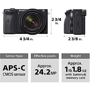 Sony a6600 Mirrorless Digital Camera Bundle with 64GB SD Memory Card, Gadget Bag, Peak Design Strap, Monopod, More | Sony Alpha 6600