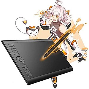 GAOMON M10K 10 x 6.25 Inches Graphic Drawing Tablet with 8192 Levels Battery-Free Stylus and 10 Customizable Hot-Keys for Digital Drawing & OSU & Online Teaching-for Mac&Windows