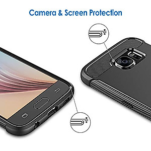 JETech Slim Case for Samsung Galaxy S6 (NOT for S6 Edge), Protective Cover with Shock-Absorption and Carbon Fiber Design, Black