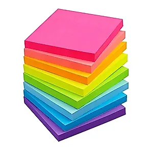 (8 Pads) Sticky Notes 3x3 Self-Stick Notes 8 Bright Multi Colors Purple Sticky Notes 80 Sheet/Pad