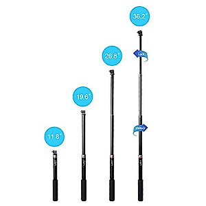 HSU Extendable Selfie Stick for Action Camera，Waterproof Hand Grip for GoPro Hero 11/10/9/8/7, Handheld Monopod 6.5" to 26.4" Compatible with Cell Phones, AKASO Campark and Other Action Cameras