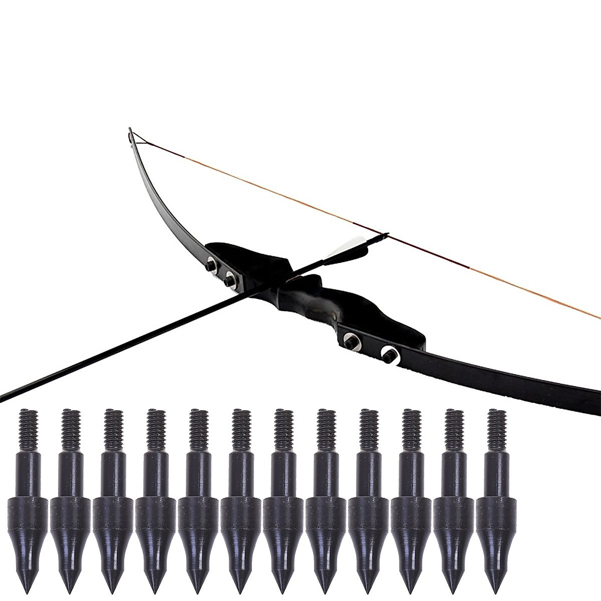 Cosmos 12 Pcs Screw-in Archery Bullet Points Arrow Tips Archery Target Practice Hunting Arrow Points for Recurve, Compound Bow, Crossbow, 100 Grain Each