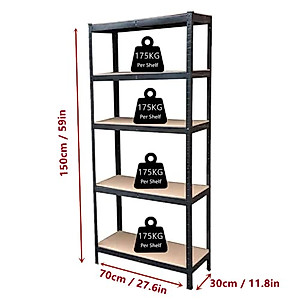QiMu Storage Rack Shelving Unit Storage Shelf Steel Garage Utility Rack 5-Shelf Adjustable Shelves Heavy Duty Display Stand,1929LB Total Capacity Garage Shed Storage Shelving Units