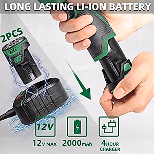 ALTOCRAFT 12V Cordless Reciprocating Saw with 2 Batteries,Portable Small Power Cutter w/Clamping Jaw,Variable Speed,Tool-Free Blade Change,3 Saw Blades for Wood/Metal/PVC Cutting