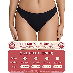 ANZERMIX Women's Breathable Cotton Thong Panties Pack of 6 (6-pack Dark Vintage, Small)