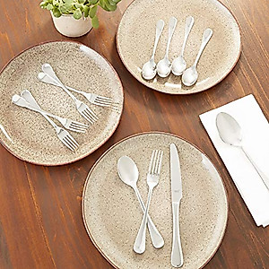Ginkgo International Varberg 42-Piece Stainless Steel Flatware Place Setting, Service for 8 Plus 2-Piece Hostess Set