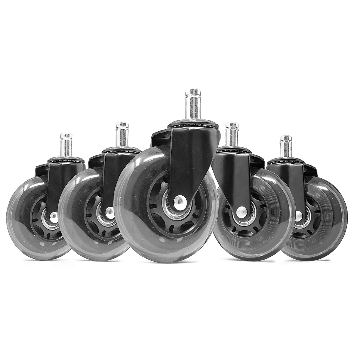 WEN CA305W 3-Inch Polyurethane Replacement Office Chair Swivel Caster Wheels, 5-Pack, Black