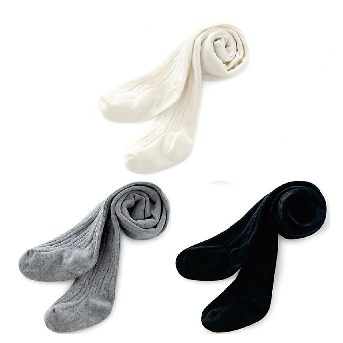 HLJgift 3 Pairs Baby Girls Boys Cotton Pants Tights Panties Stockings Leggings (4T/6T, black&white&grey)