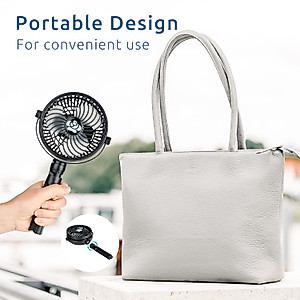 Rechargeable Small Desk Fan, Battery Powered Table Fan with Flexible Tripod, Handheld Personal mini Fan, 3 Speeds 360° Rotation 5 Inch Portable USB Fan Quiet For Bedroom Office Desktop Travel(Black)