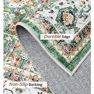 befbee 5x7 Area Rugs for living Room-Ultra-Thin Super Soft Washable Rugs with Anti-Slip Backing, Stain Resistant Foldable Home Decor Area rug (Grass Green,5'x7')