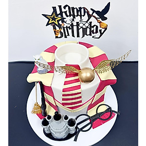 GallaRato 16 PCS Wizard Party Supplies Wizard Birthday Cake Decoration Wizard Birthday Party Favors Wizard Cake Topper Castle Cake Topper