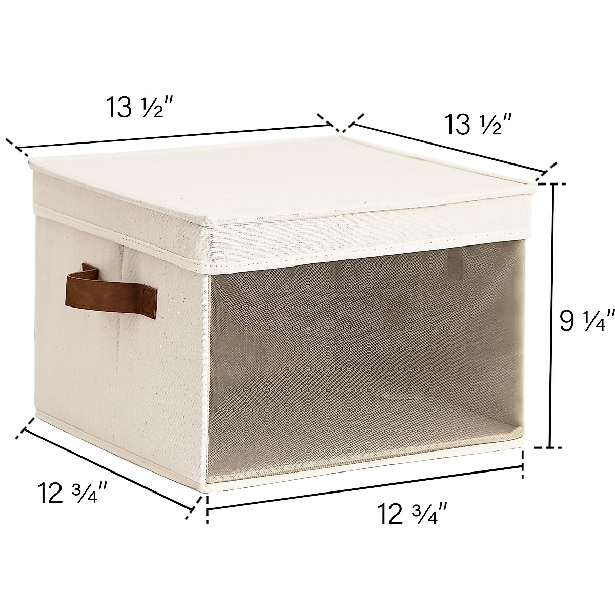 StorageWorks Storage Bins with Lids and Clear Window, Storage Basket for Shelves, Fabric Closet Containers and Organizers, Beige, 4-Pack