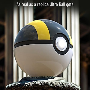 Pokémon Poké Ball Authentic Replicas - Realistic, Electronic, Die-Cast Poké Ball with Display Case Light Features - by The Wand Company (Ultra Ball)
