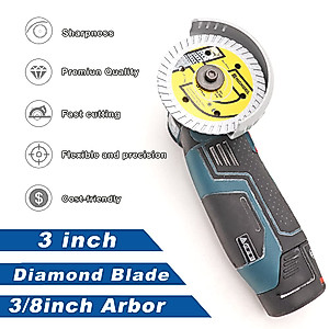 HIGHDRIL Diamond Saw Blade, 3PCS 3in/75mm x Arbor 3/8inch/10mm for Granite,Hard Concrete,Ceramic,Hard Porcelain