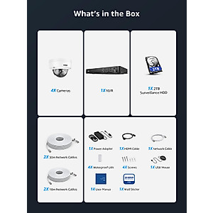 ANNKE 4K PoE Security Camera System with Audio, 12MP H.265+ NVR with 2TB HDD, 4x8MP Ultra HD IP Dome Cam, AI Smart Detection, 100ft Night Vision, IP67 Waterproof&IK08 VandalProof, Remote Access